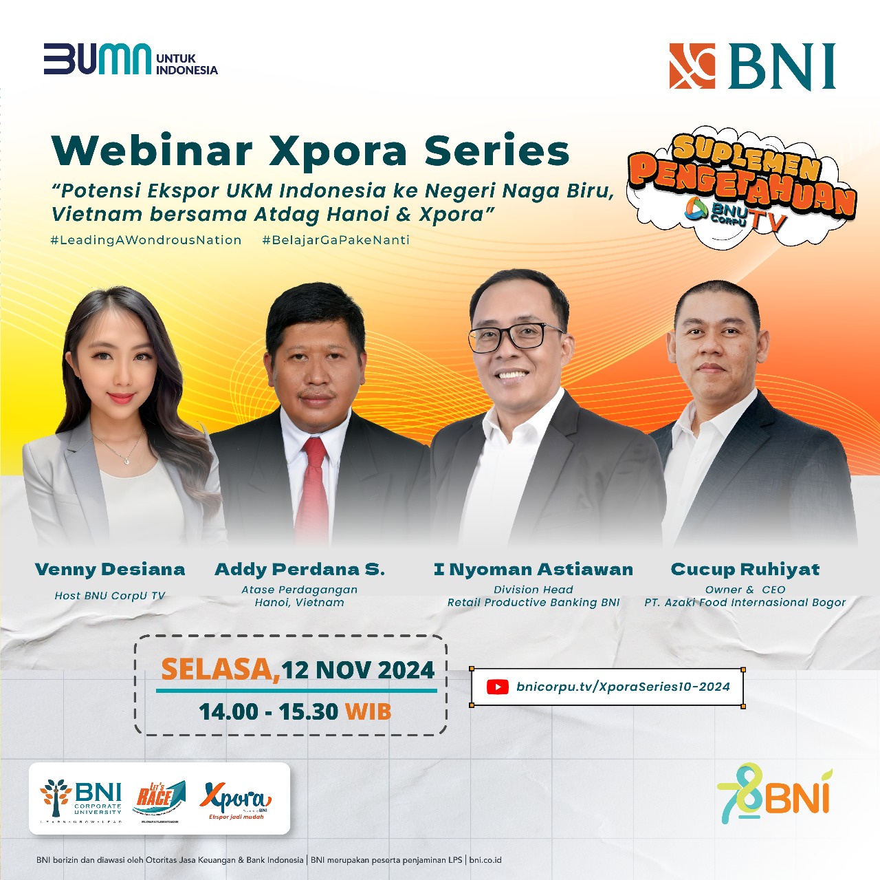 Supplemen Pengetahuan BNI CorpU TV : “Potensi Ekspor UKM Indonesia ke ...