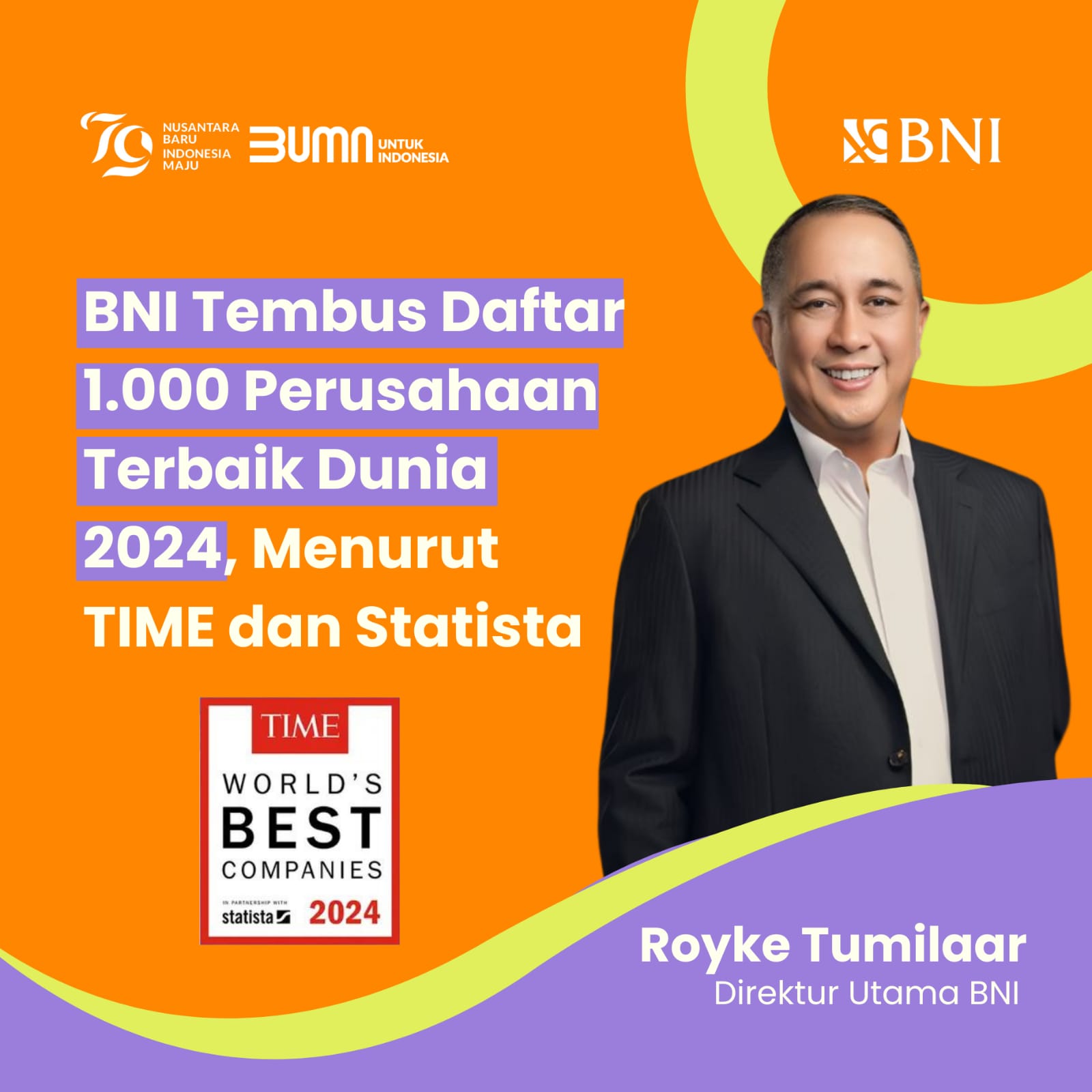 BNI Tembus Daftar 1.000 Perusahaan Terbaik Dunia 2024, Menurut TIME dan ...